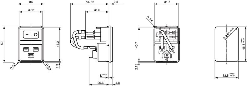 EC11 - IEC Appliance Inlet C20 with Line Switch, 2-pole