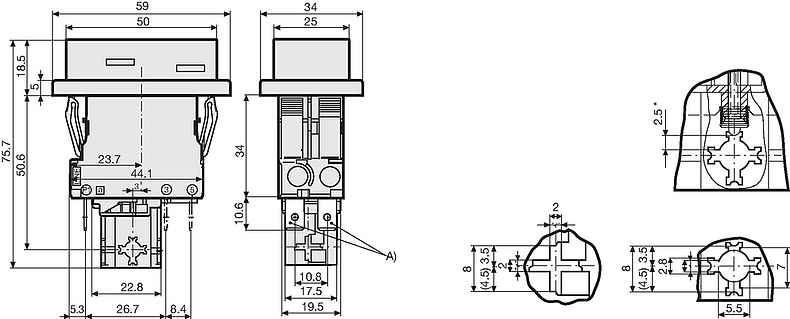 TA45 Drucktaste 2-polig - Geräteschutzschalter thermisch, 2-polig ...